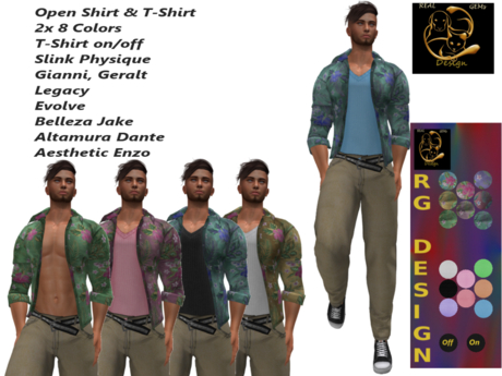 Second Life Marketplace - [RG] Hawaii Open Shirt FatPack (Box)